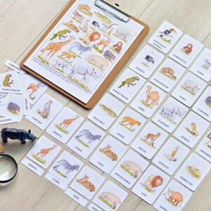 Safari Animals Flashcards, Printable Montessori Materials, Homeschool ...