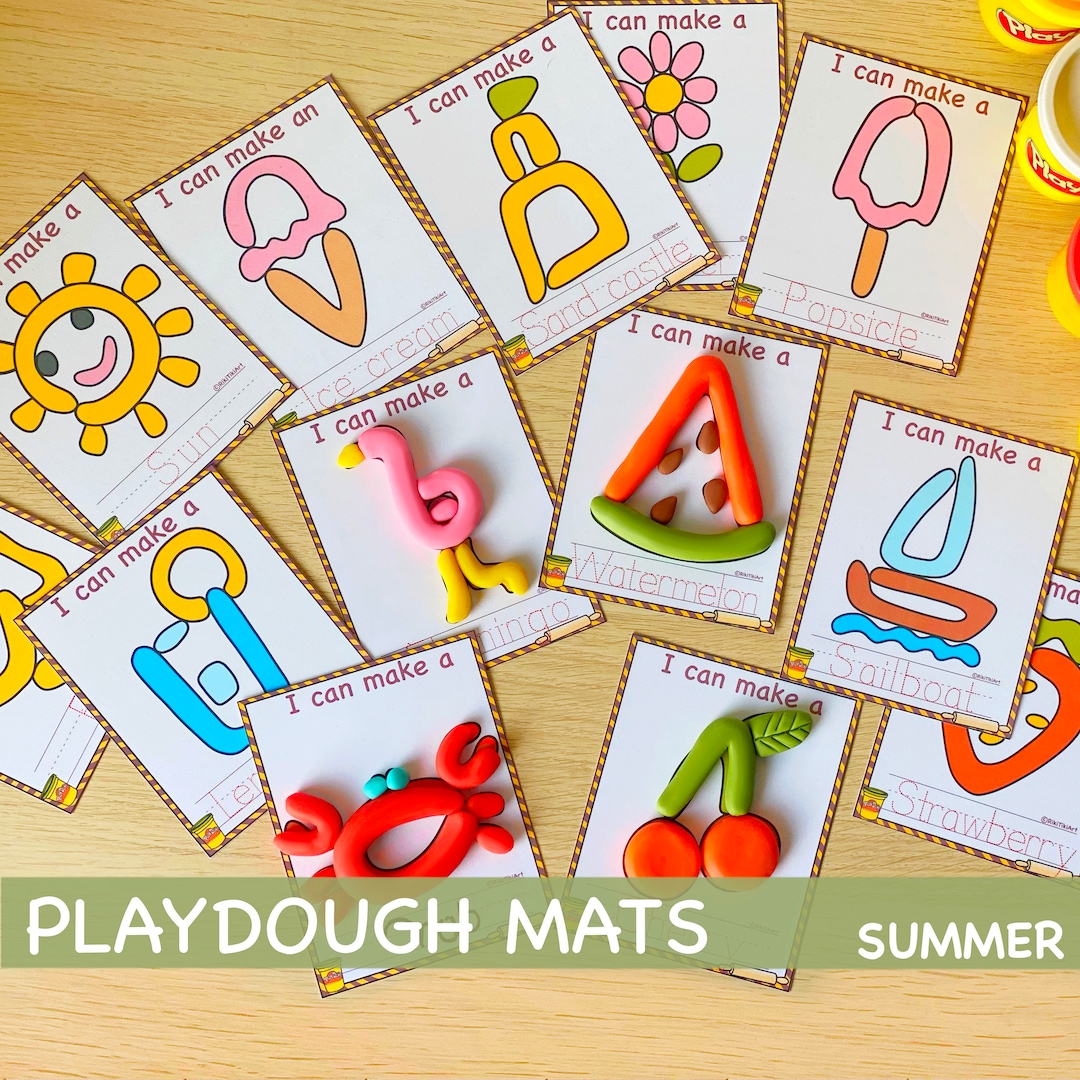 Summer Play Dough Mats Fine Motor Skills Visual Cards Play Doh Mats ...