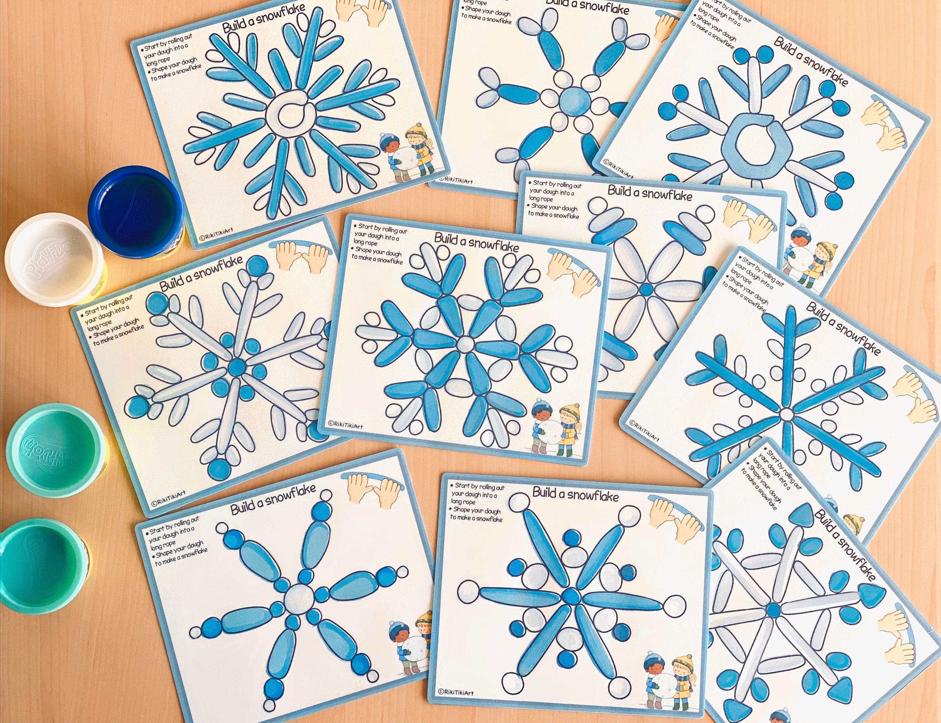 Snowflakes Play Dough Mats Montessori Winter Activities Printable ...