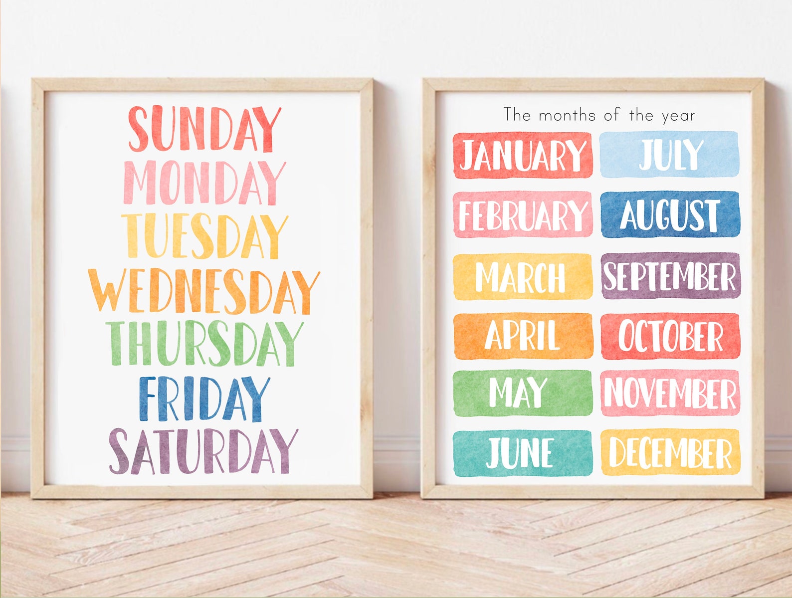 Set of 8 Watercolor Classroom Posters Educational Playroom Prints ...