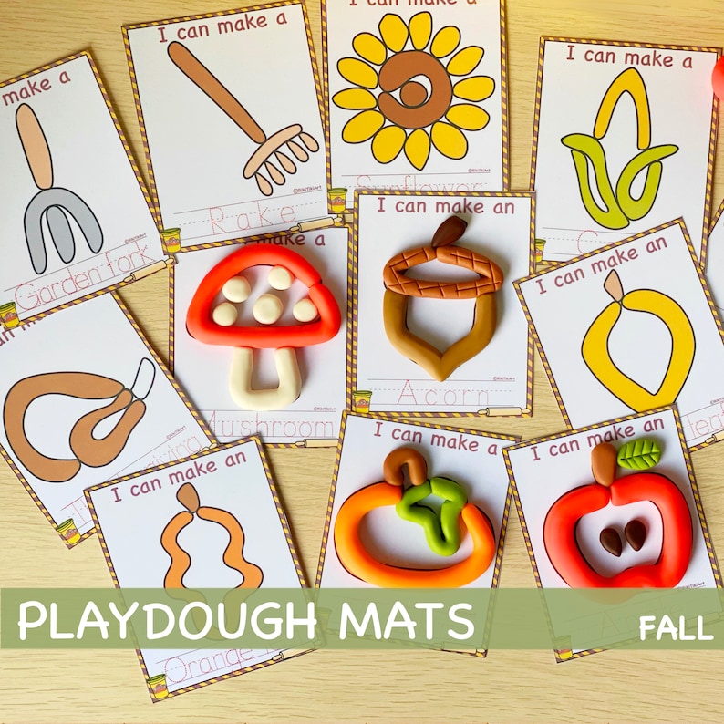 Fall Play Dough Mats Preschool Printables Play Doh Mats - Etsy