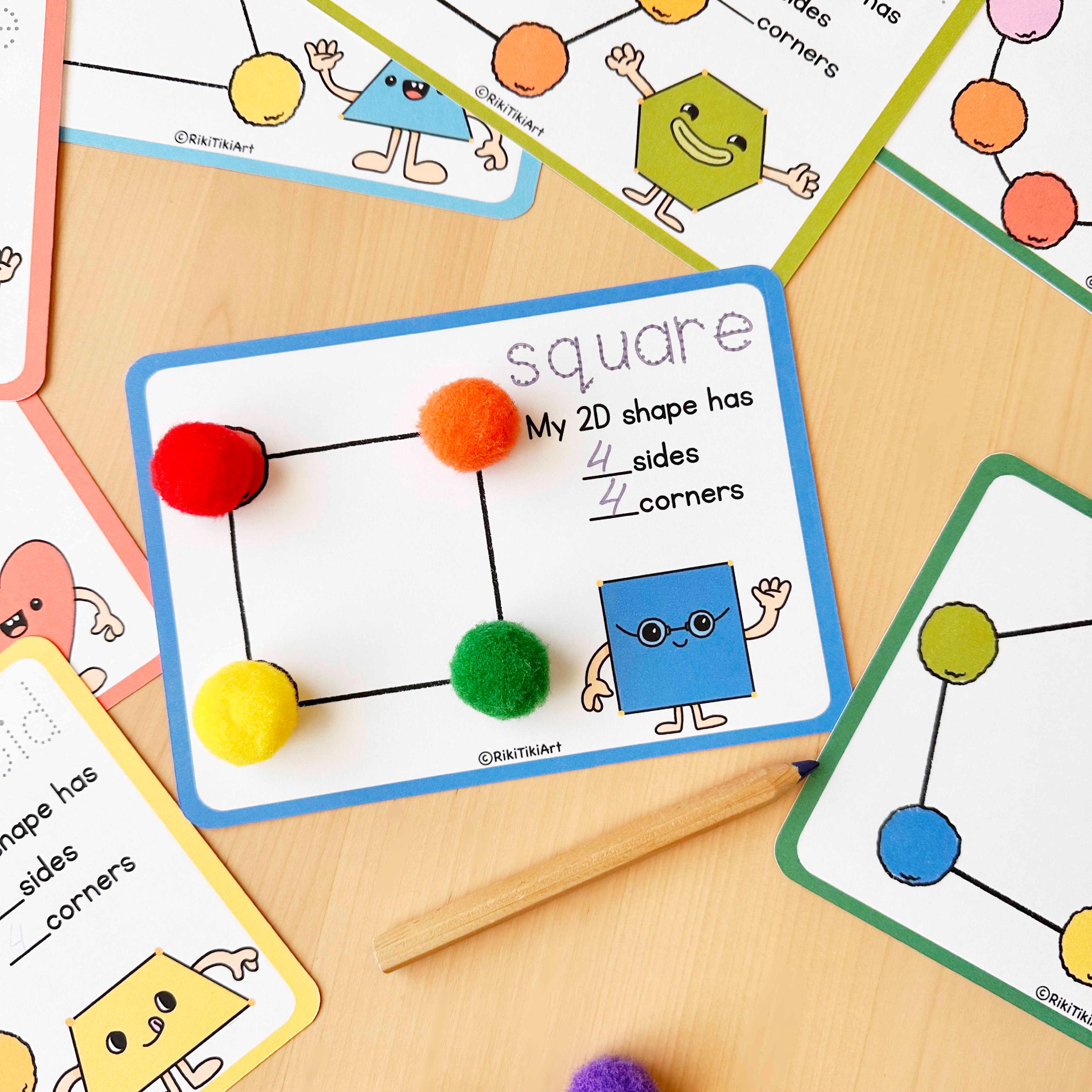 Pom Pom Shapes Activity Preschool Printables, 2D Shapes Montessori ...