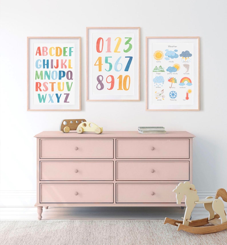 Set of 8 Watercolor Classroom Posters Educational Playroom Prints ...