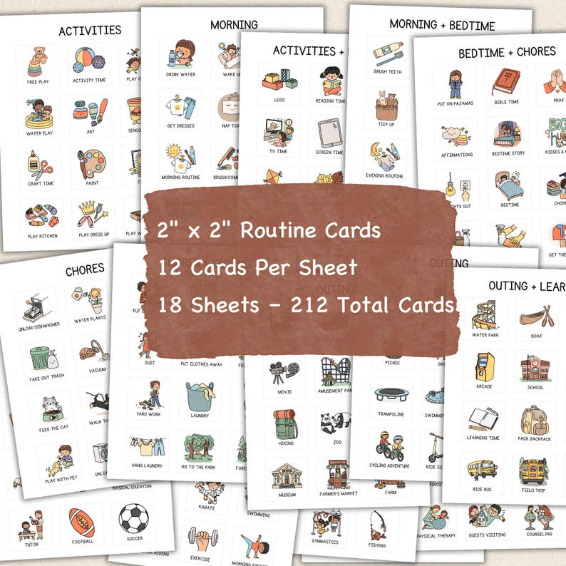 Daily Routine Cards for Kids - Visual Schedule, Toddler & Montessori ...