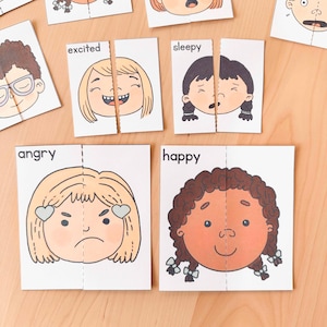 Find a Pair Emotions Puzzles - Printable Emotion Matching Cards ...