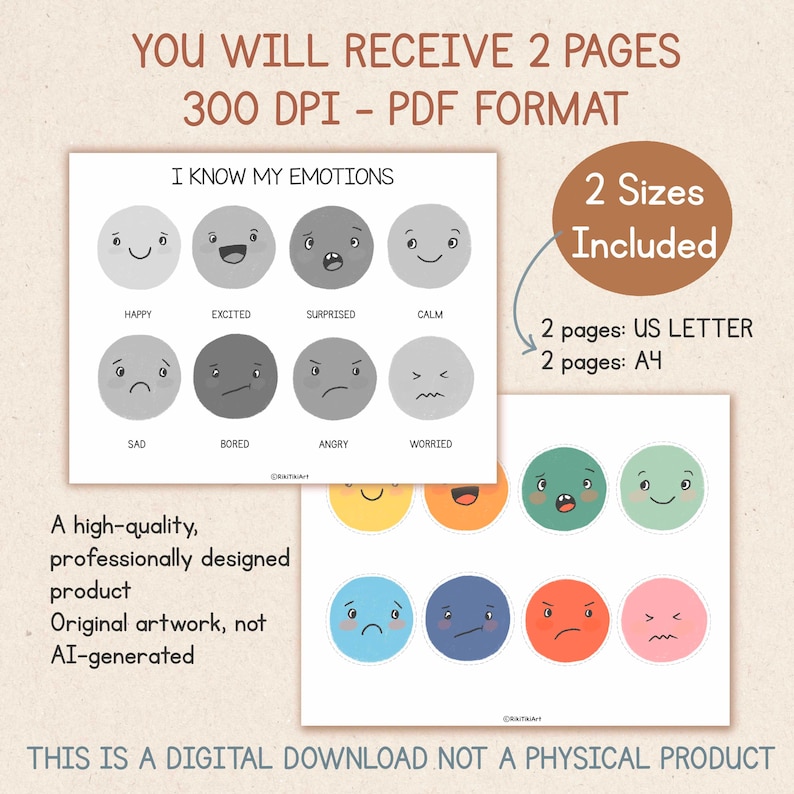 Emotions Activity for Kids, Emotion Matching Game Kindergarten Pre-k ...