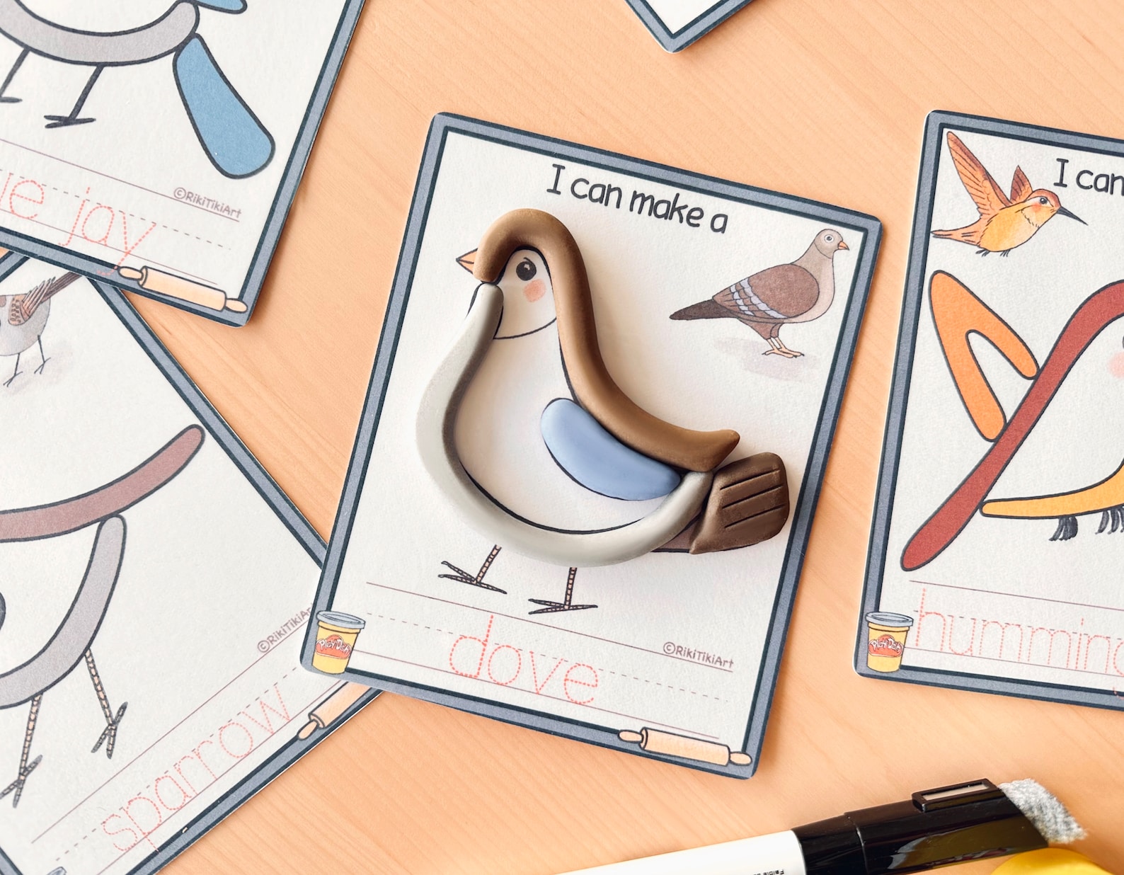 Backyard Birds Play Dough Mats Fine Motor Skills Visual Cards ...