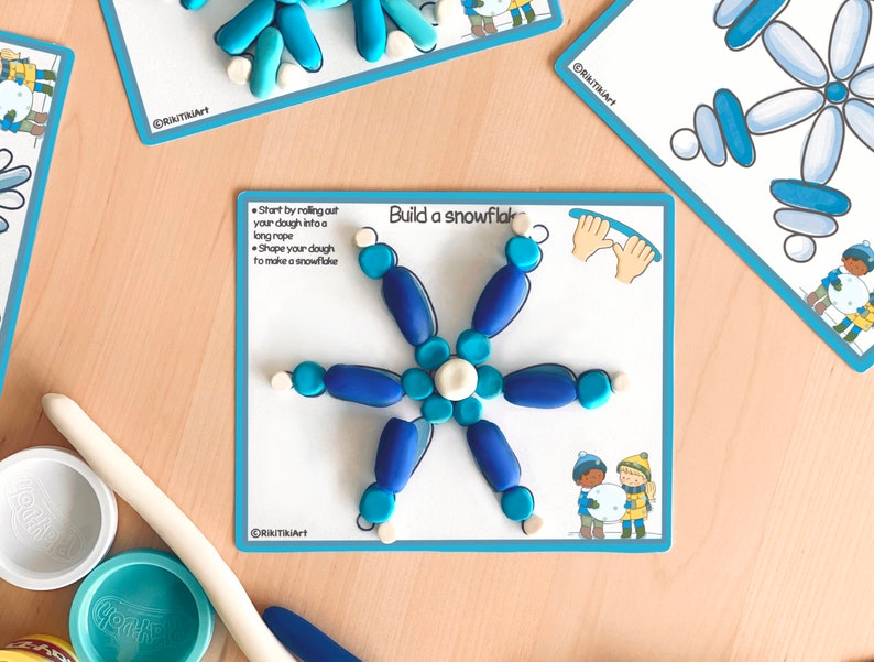 Snowflakes Play Dough Mats Montessori Winter Activities - Etsy