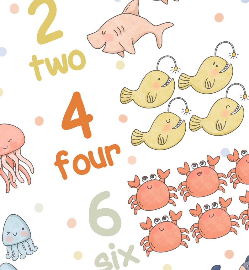 Learning Numbers Poster Ocean Themed Nursery Prints - Etsy