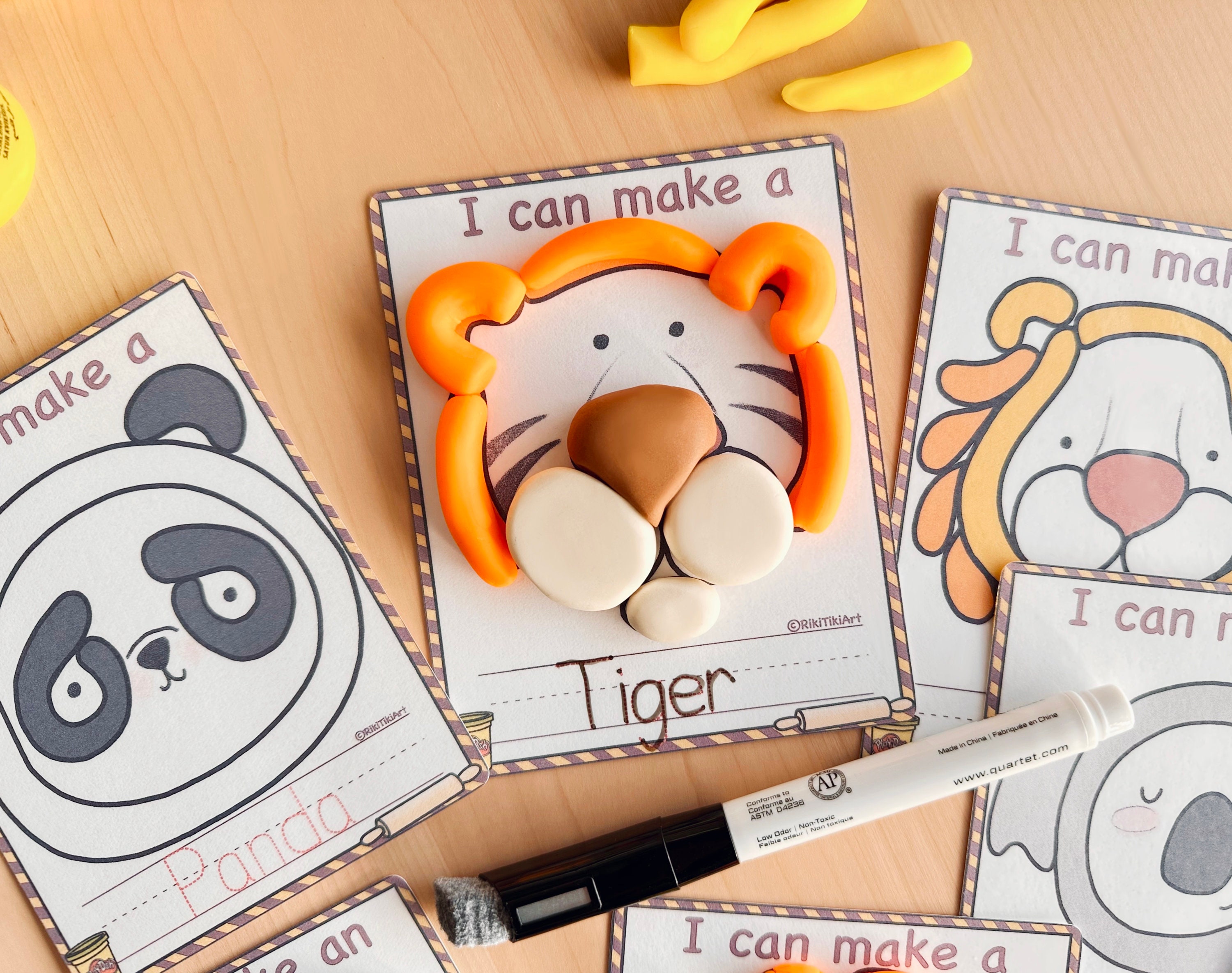 Zoo Animals Play Dough Mats Fine Motor Skills Visual Cards - Etsy Australia