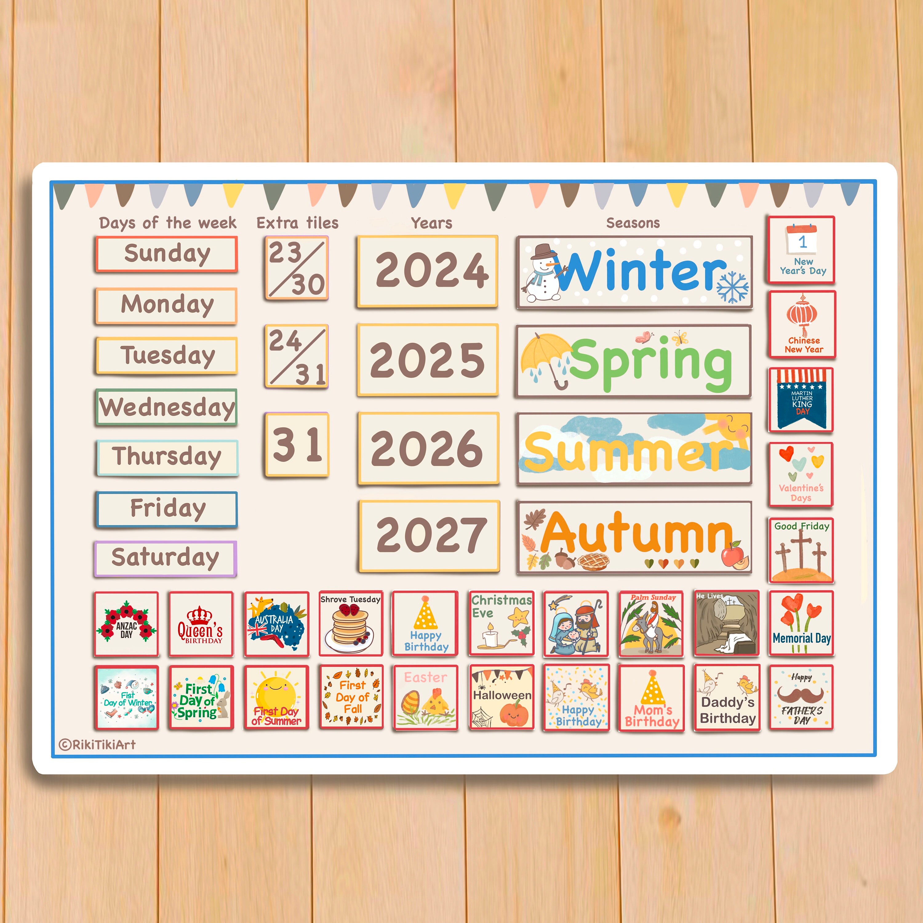 Australian Calendar Printable Perpetual Calendar for Kids Classroom ...