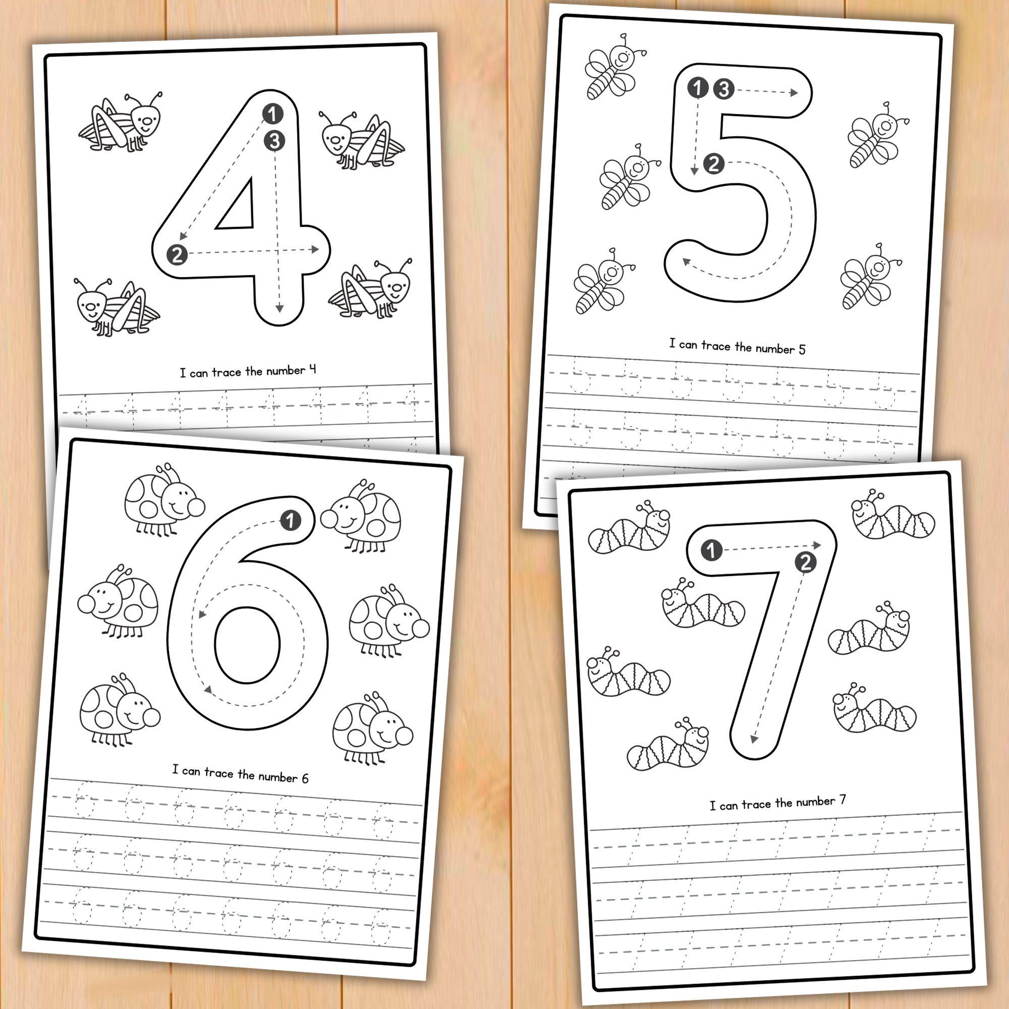 Number Tracing Worksheets 0-20: Preschool Handwriting Practice (PDF) - Etsy