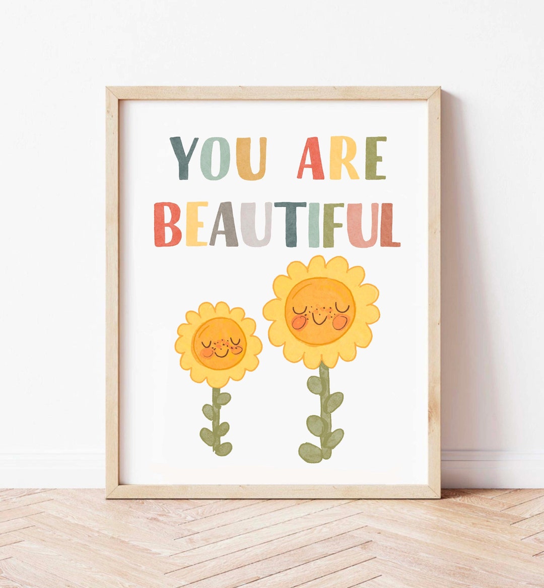 You Are Beautiful Poster, Playroom Sign Growth Mindset Classroom Wall ...