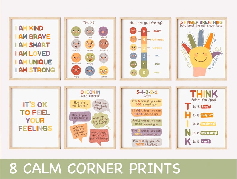 8 Calm Down Corner Posters Rainbow Classroom Psychology Prints - Etsy UK