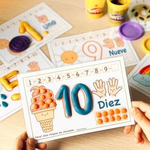 Spanish Numbers Play Dough Mats Fine Motor Skills Counting Preschool ...