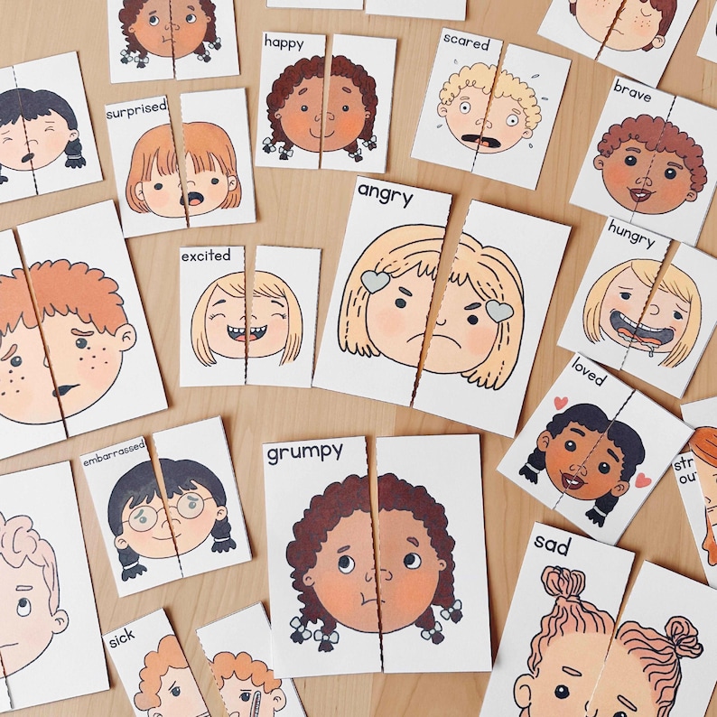 Find a Pair Emotions Puzzles - Printable Emotion Matching Cards ...