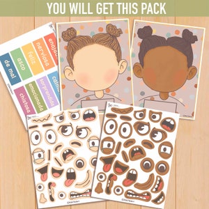 Spanish Emotions Activity for Kids Girl Version Toddler Emotions Chart ...