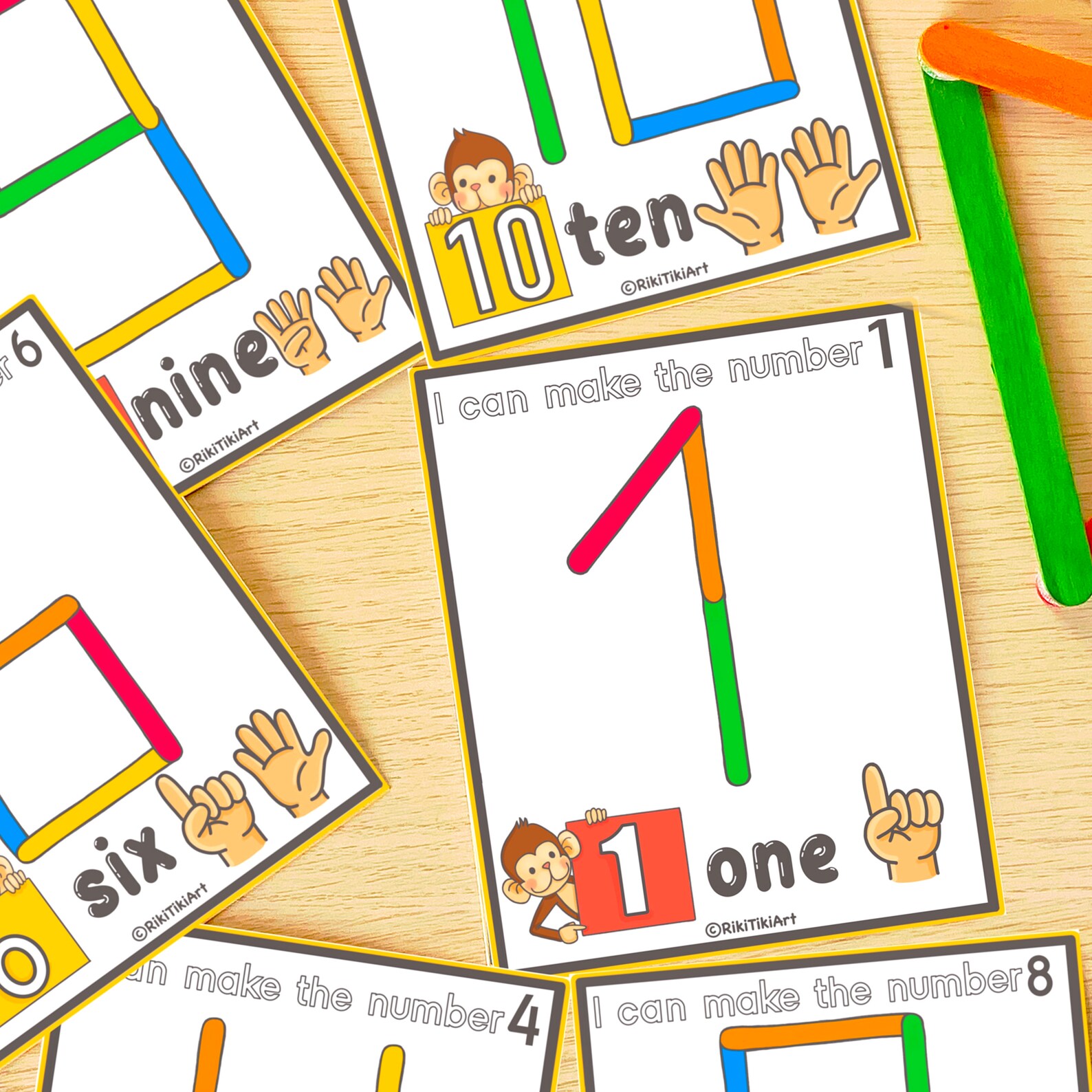 Popsicle Sticks Numbers Activity Game for Toddlers Montessori Printable ...
