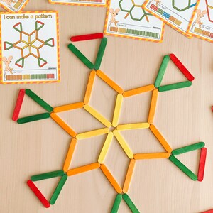 Popsicle Stick Activity Pattern Cards Fine Motor Skills Montessori ...