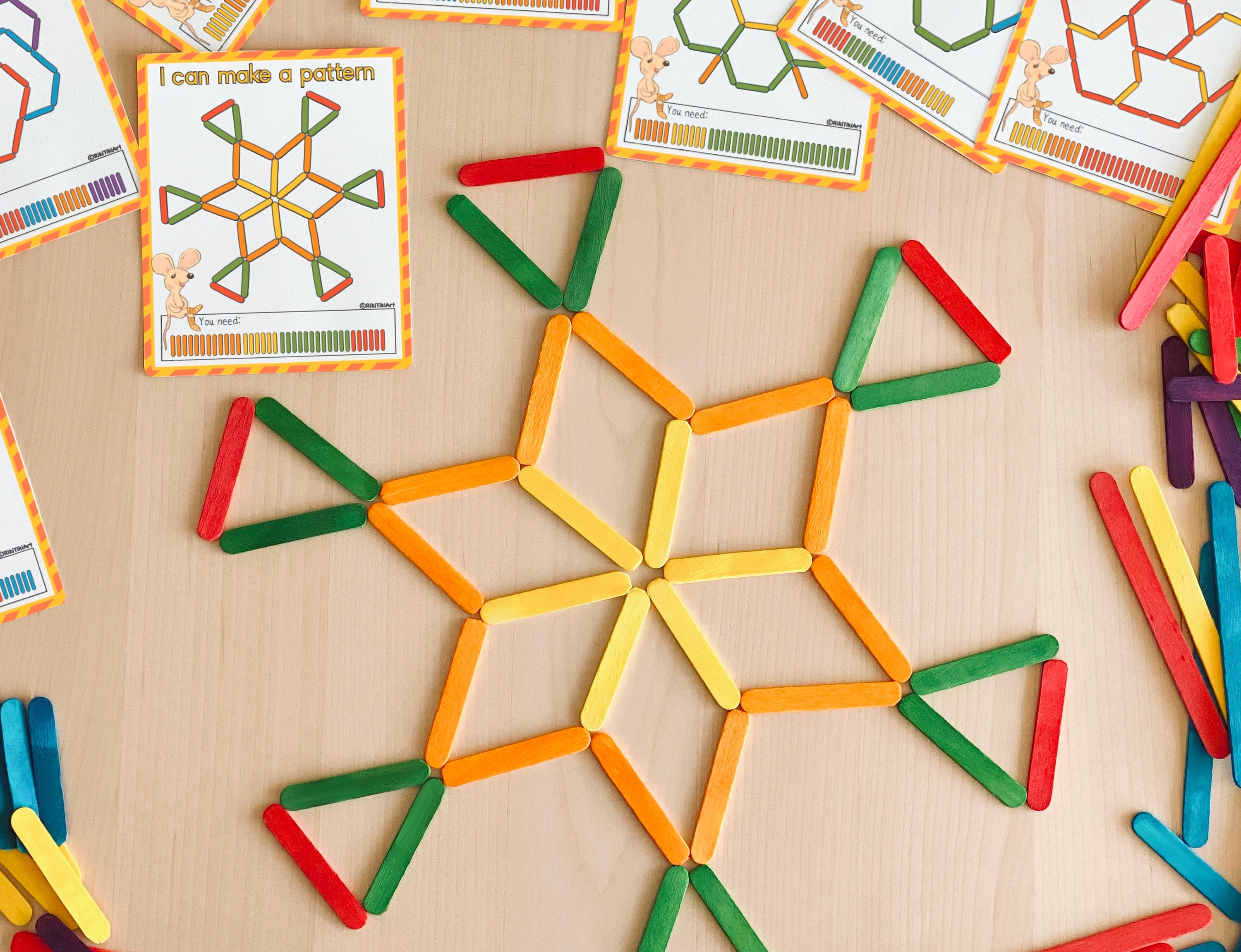 Popsicle Stick Activity Pattern Cards Fine Motor Skills - Etsy Canada