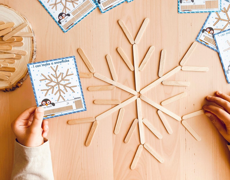 Snowflake Popsicle Sticks Activity Winter Fine Motor Skills - Etsy