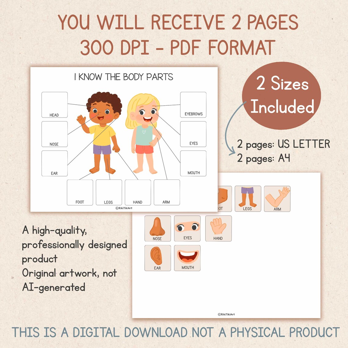 Body Parts Matching Activity for Kids – Human Anatomy Preschool ...