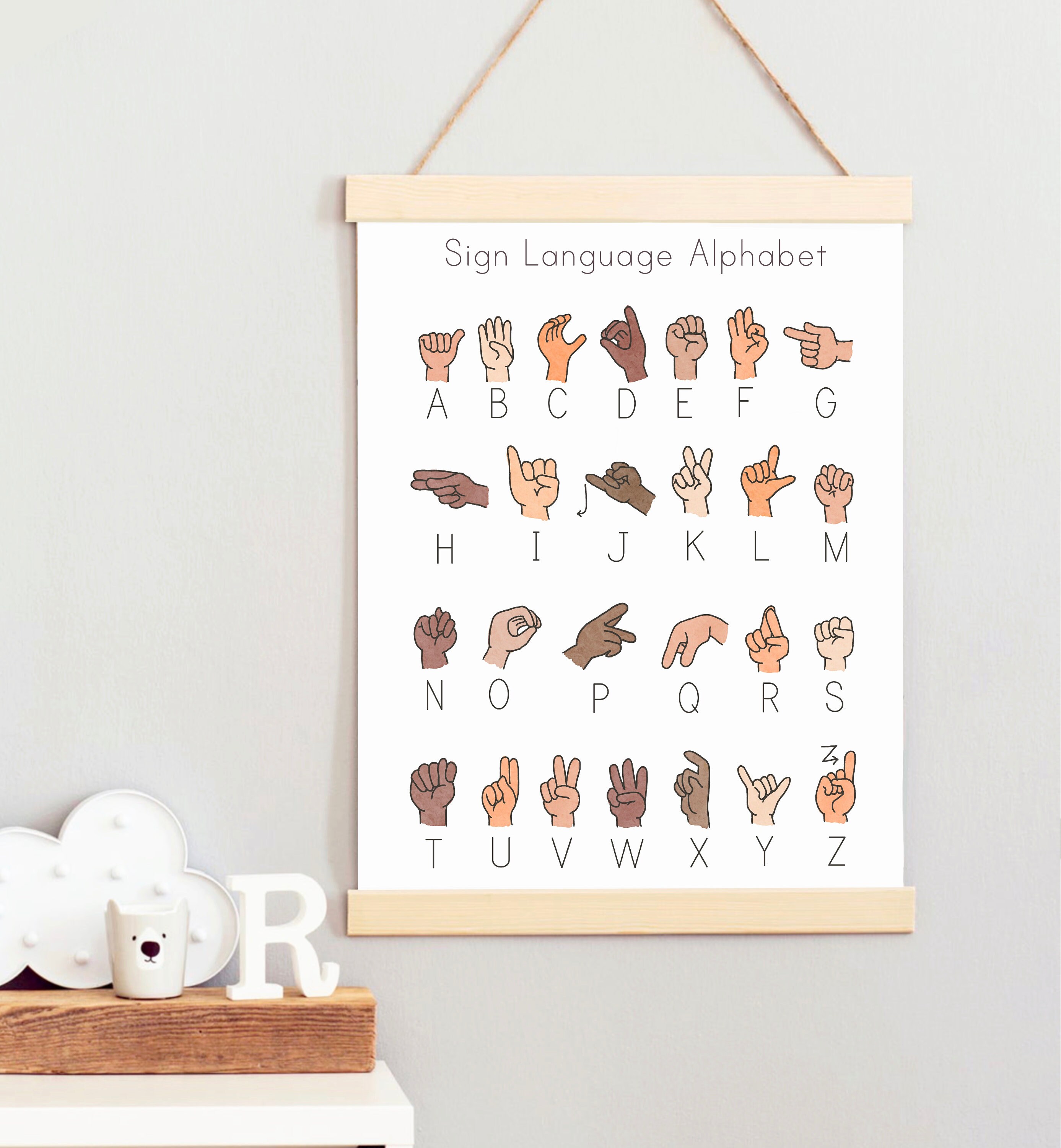 ASL Sign Language Alphabet Poster Homeschool Classroom Decor ...