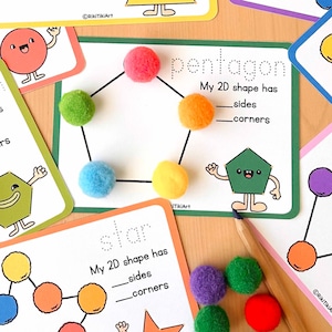 Pom Pom Shapes Activity Preschool Printables, 2D Shapes Montessori ...