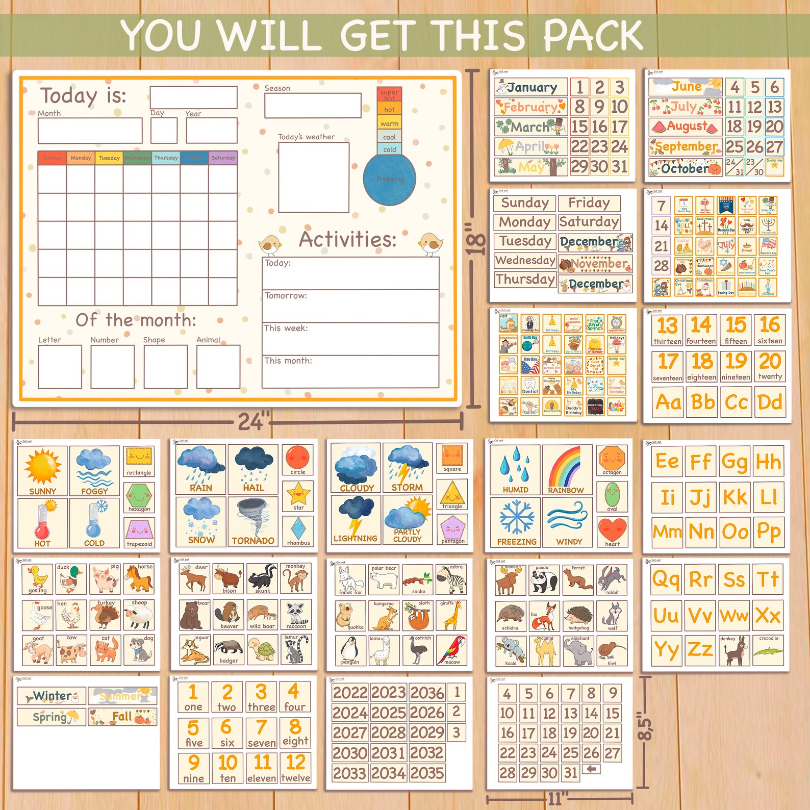 18x24 Kids Calendar Perpetual Classroom Calendar Homeschool - Etsy