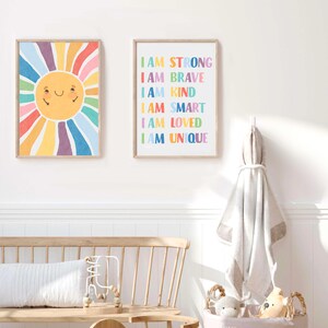 Growth Mindset Poster: Positive Affirmations, Rainbow Nursery Decor ...