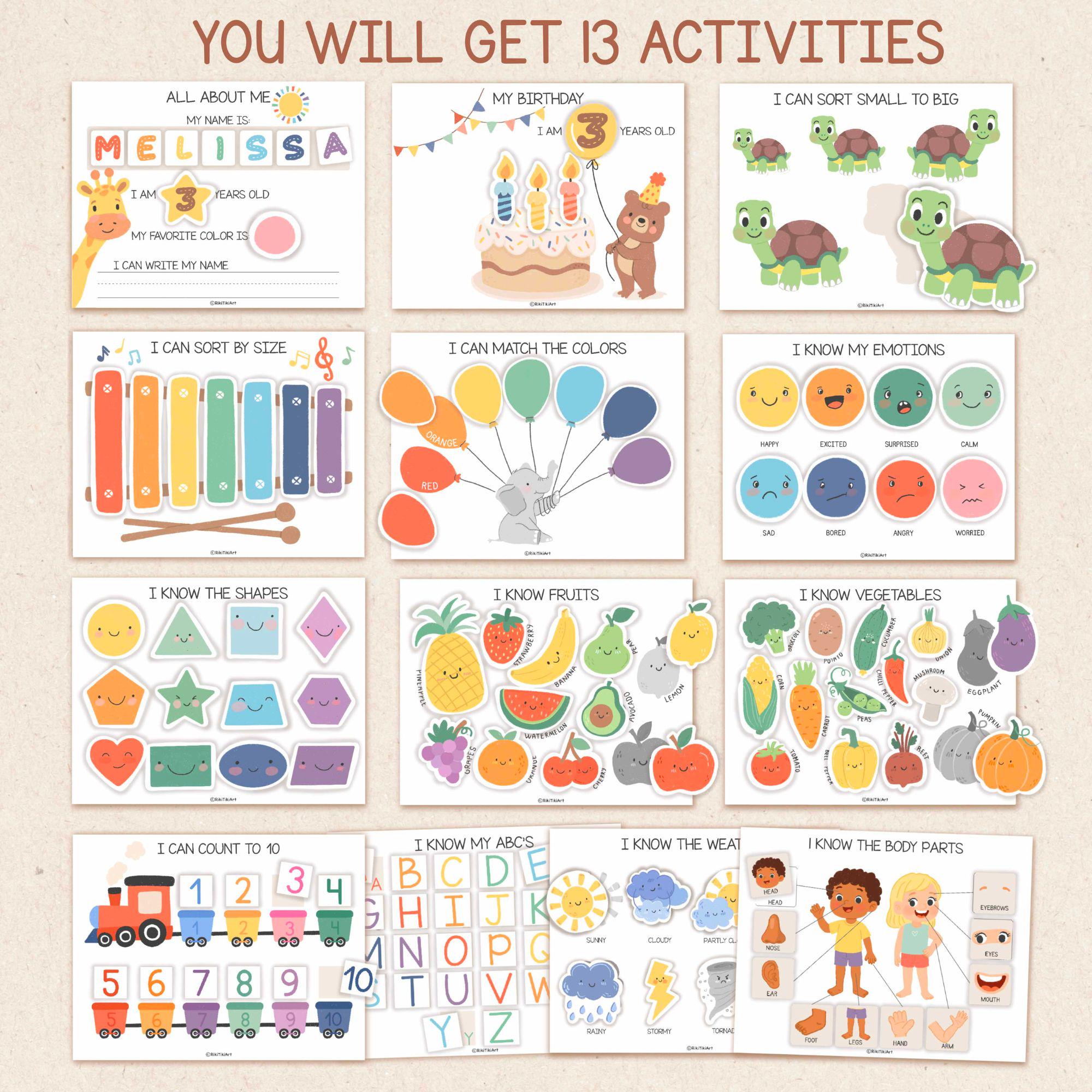 Toddler Busy Book – Personalized Preschool Learning Binder, Preschool ...