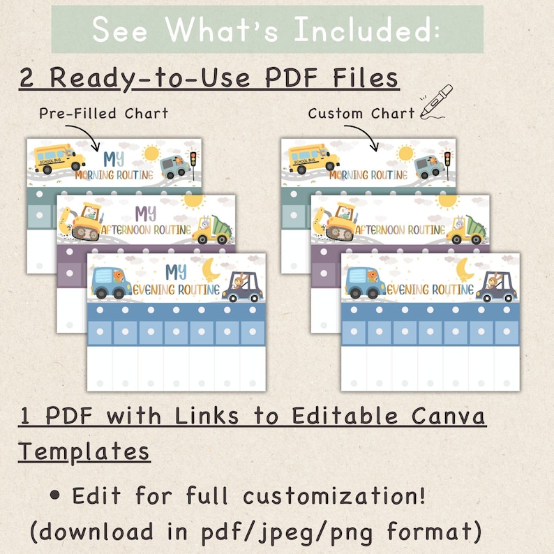 Toddler Routine Chart Morning Afternoon Evening Transport Chore Chart ...
