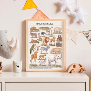 Safari Animals Educational Posters Montessori Nursery Downloadable ...