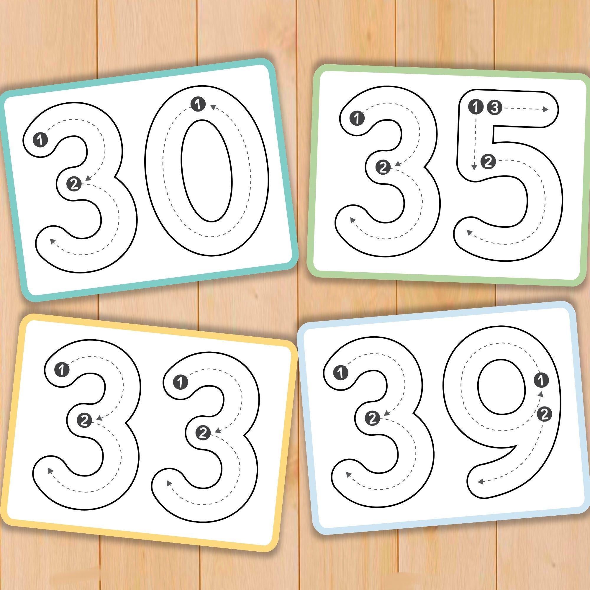 Number Tracing Cards 1-100 Printable Handwriting Practice Preschool ...