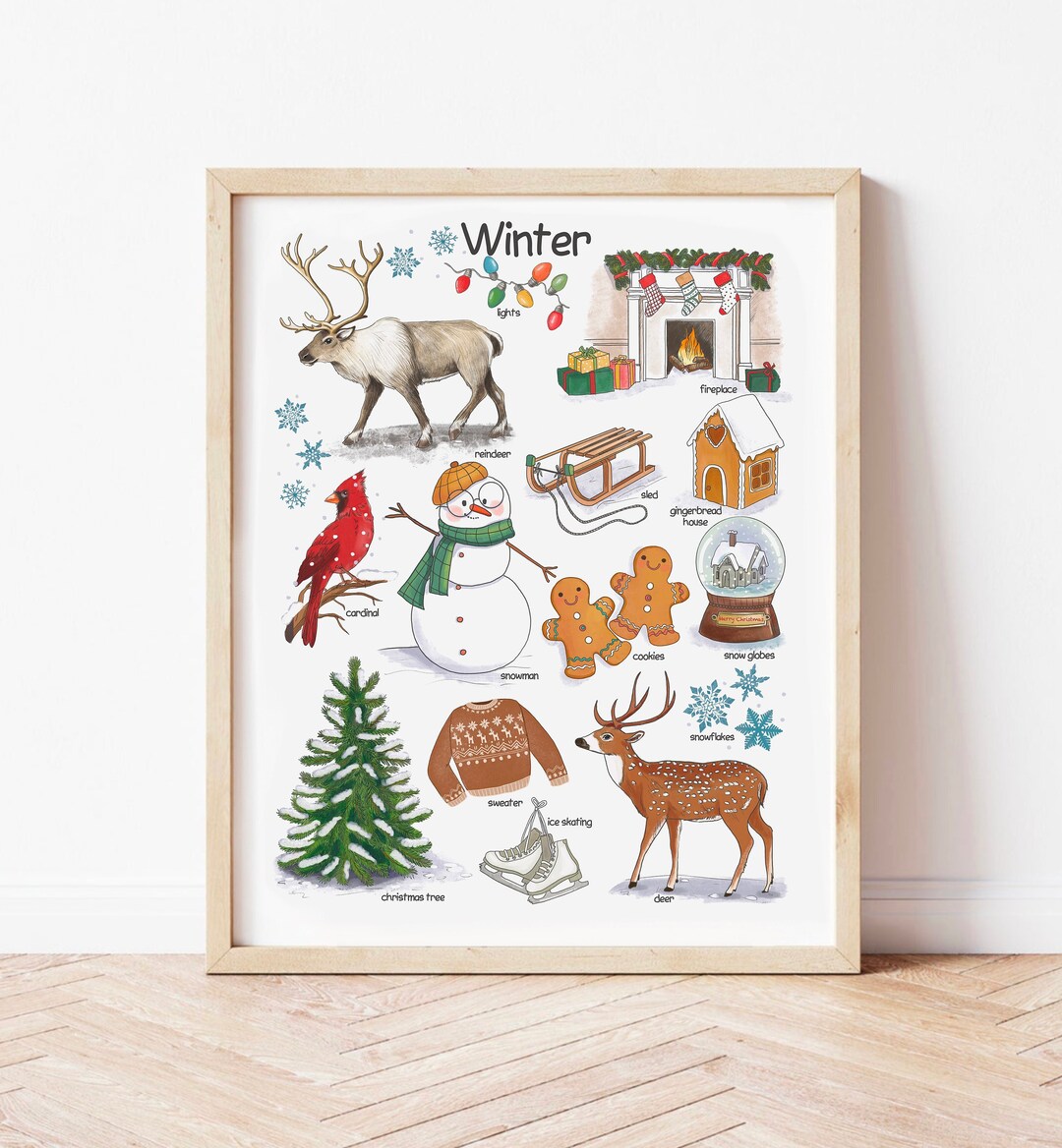 Winter Printable Wall Art Nursery Prints Watercolor Educational Posters ...