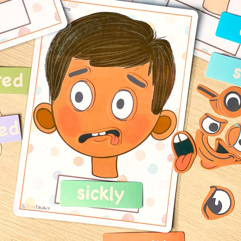 Emotions Activity for Kids Boy Version Toddler Emotions Chart - Etsy