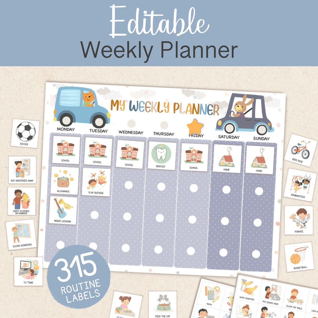 Editable Montessori Weekly Planner for Kids | Daily Routine & Visual ...