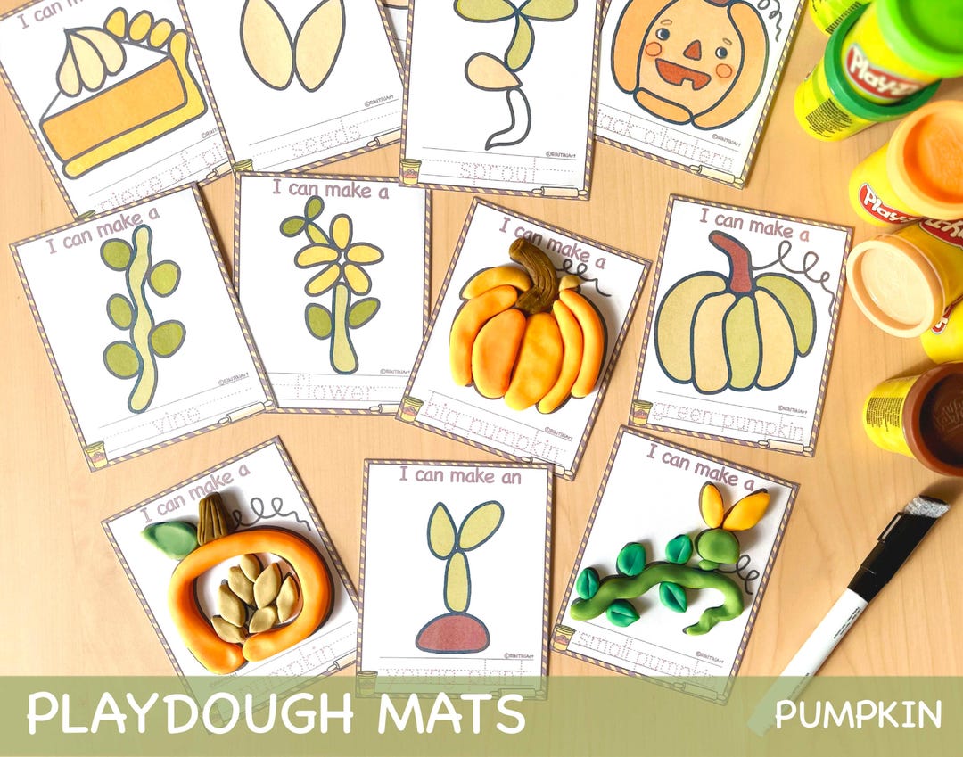 Pumpkin Play Dough Mats Fall Fine Motor Skills Pumpkin Activity Kids ...