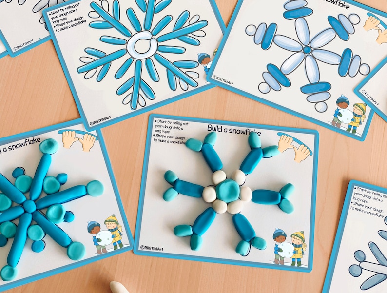 Snowflakes Play Dough Mats Montessori Winter Activities - Etsy