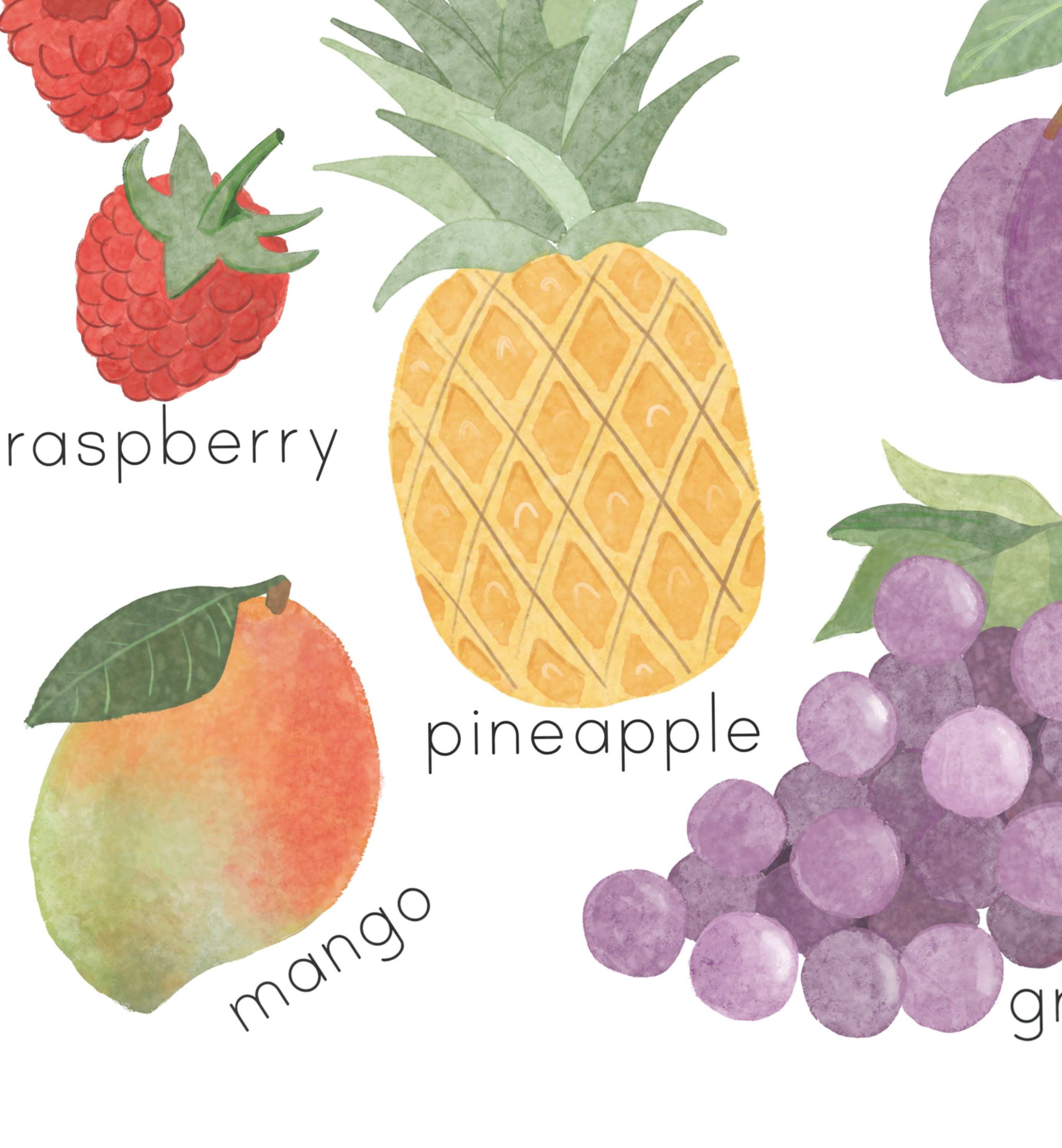 Watercolor Fruit and Vegetable Prints Classroom Educational Posters ...