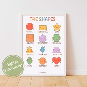 Geometric Shapes Toddler Classroom Posters Printable | Etsy