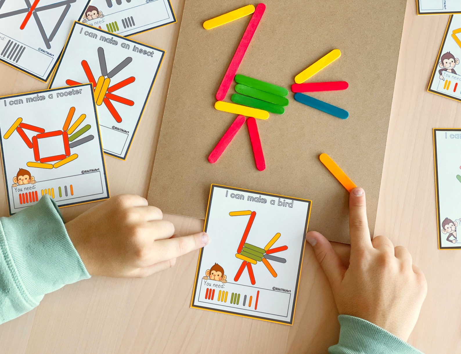 BUNDLE Popsicle Sticks Activity, Fine Motor Skills Montessori Printable ...