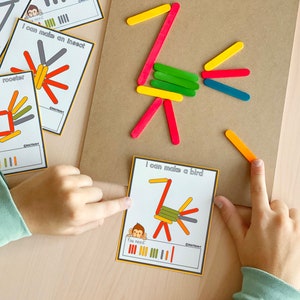 BUNDLE Popsicle Sticks Activity, Fine Motor Skills Montessori Printable ...
