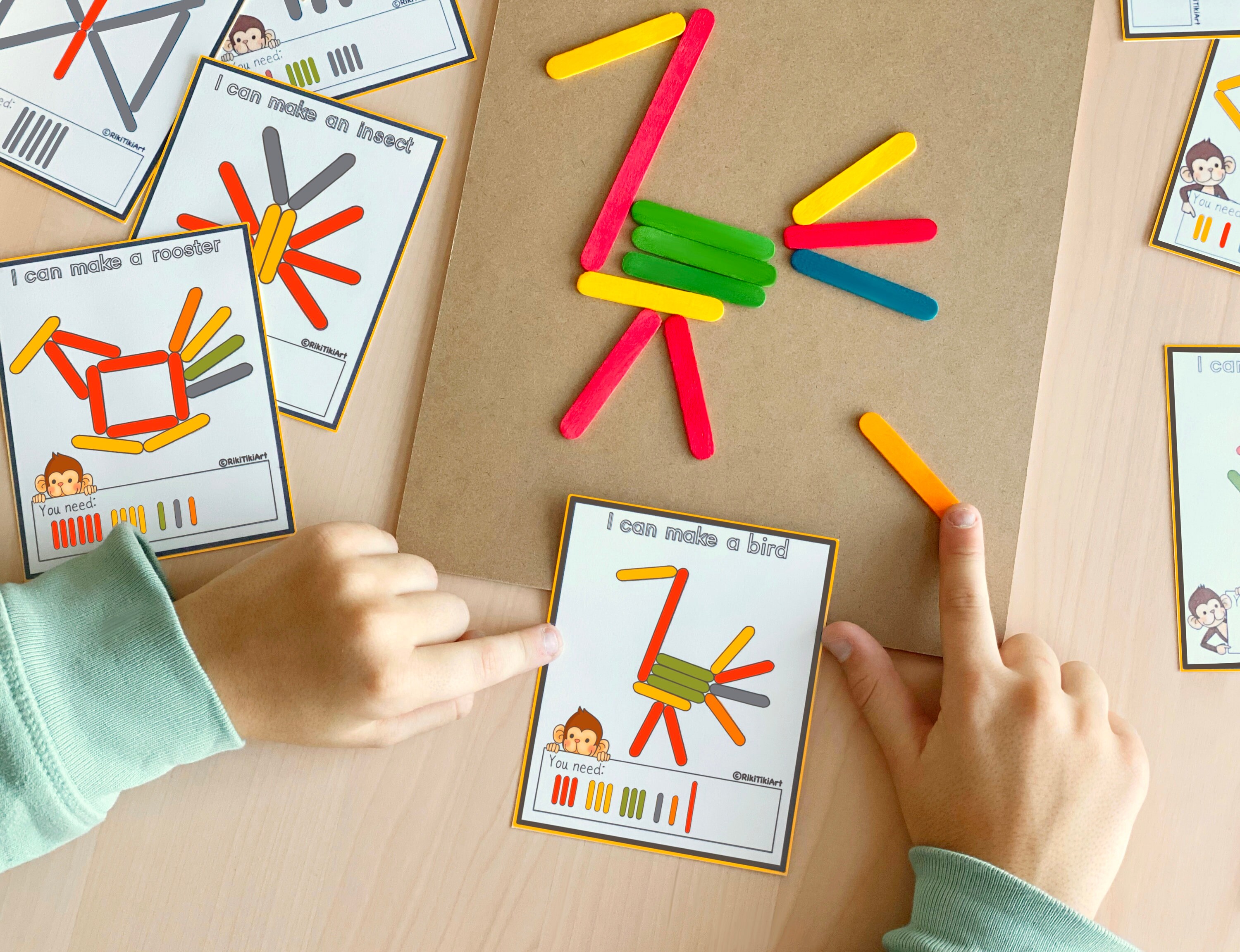 BUNDLE Popsicle Sticks Activity, Fine Motor Skills Montessori Printable ...