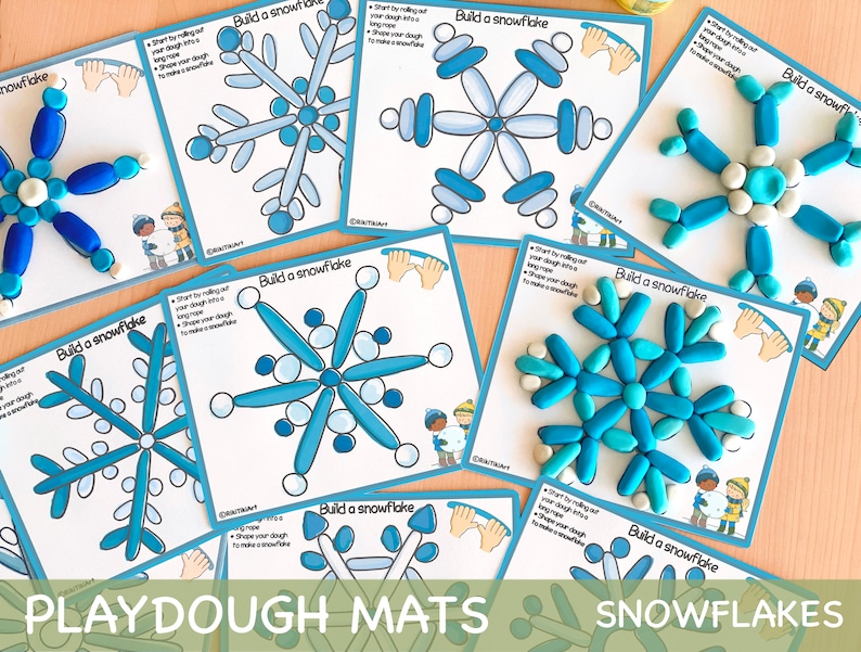 Snowflakes Play Dough Mats Montessori Winter Activities Printable ...
