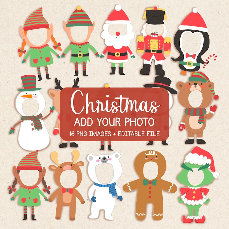 Christmas Photo Template Bundle | Add Your Own Photo | Personalized ...