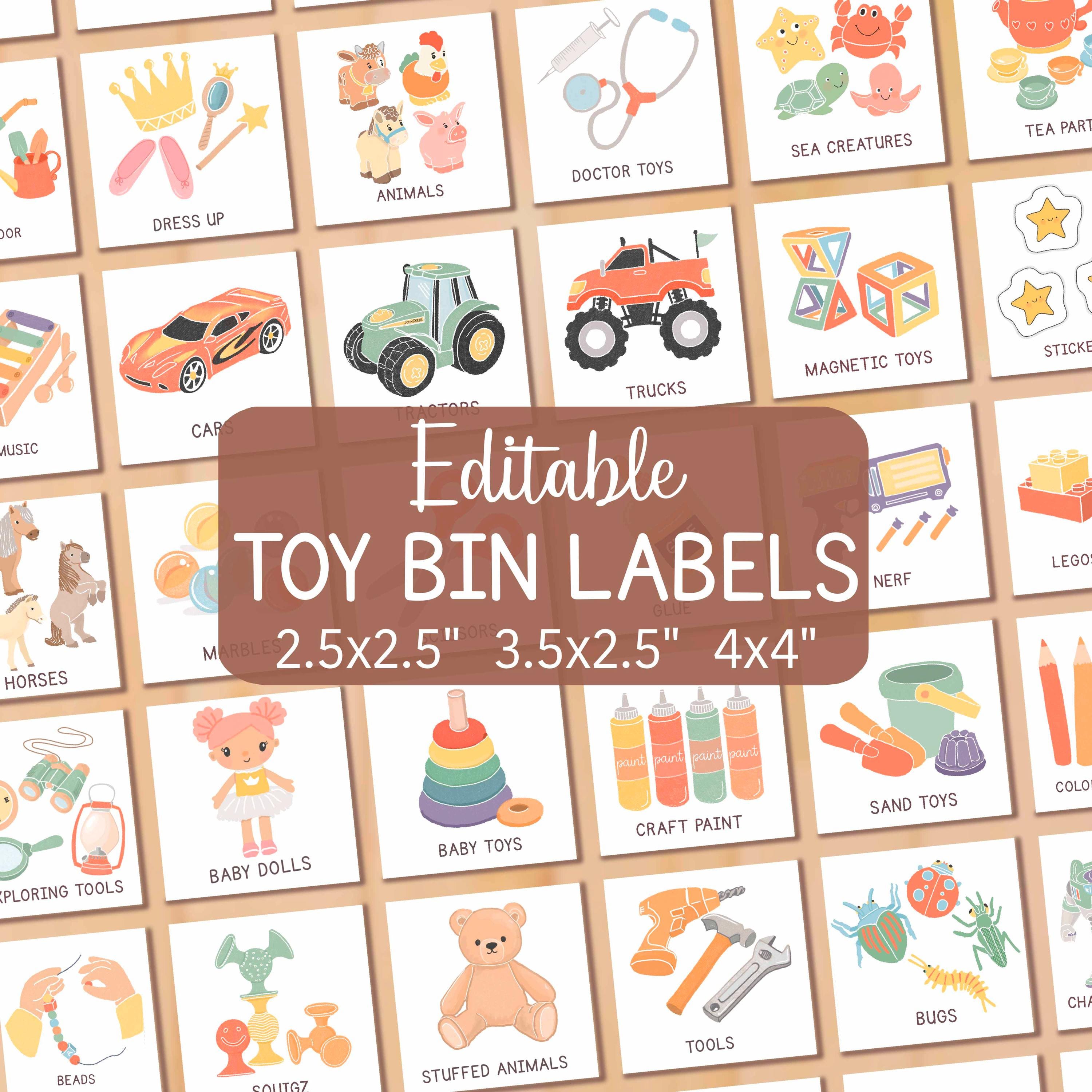 Editable Toy Bin Labels: Playroom Organization (canva Template, PDF) - Etsy