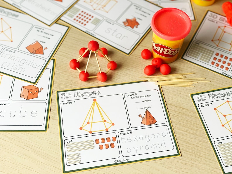 Toothpicks and Play Doh 3D Shapes Activity Game for Toddler Play Dough ...