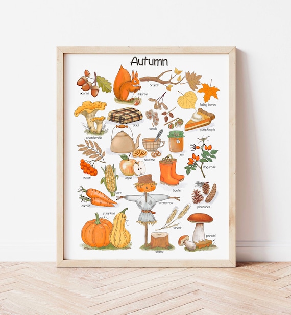 Autumn Poster Fall Downloadable Prints Montessori Printable | Etsy