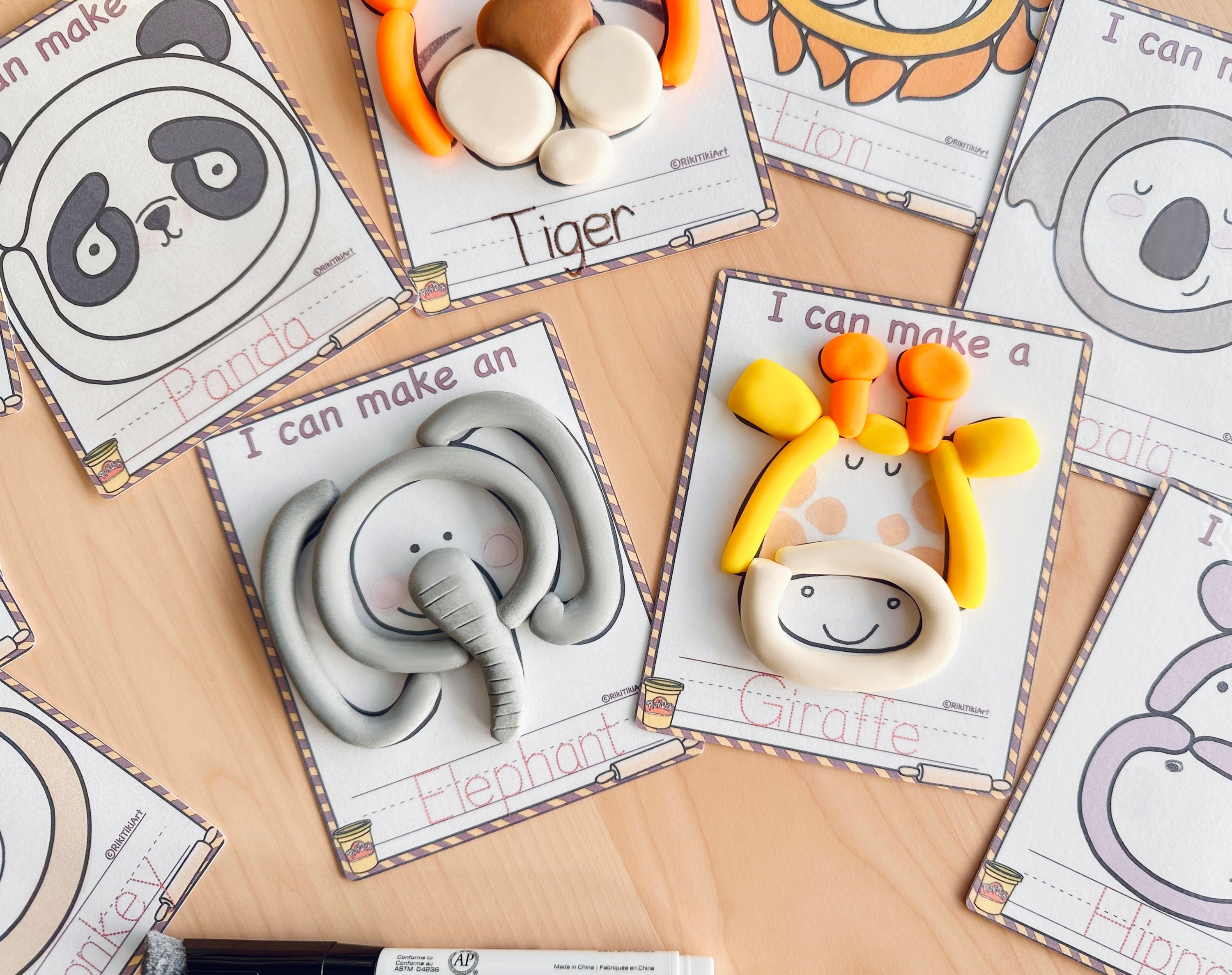 Zoo Animals Play Dough Mats Fine Motor Skills Visual Cards - Etsy Australia